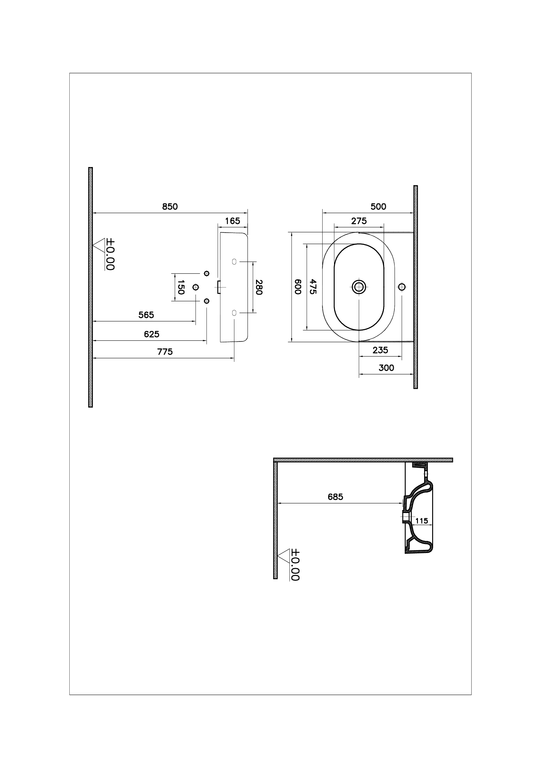VitrA Bad Waschtisch Liquid 60x50x15cm, ohne Überlauf, weiß hochglanz ...