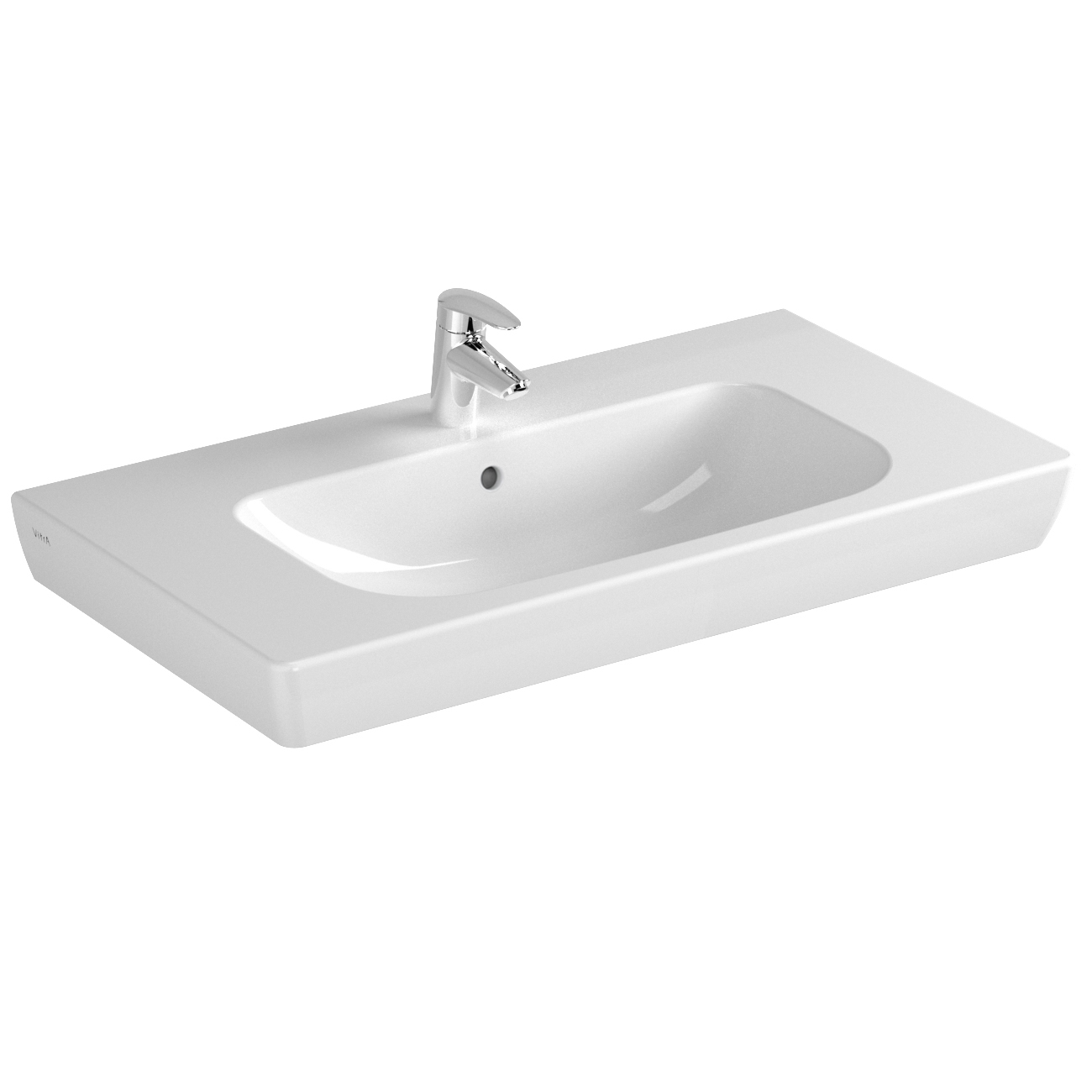 VitrA Bad Möbel-Waschtisch S20 85 x 46 cm, mit Überlauf, 1 Hahnloch ...