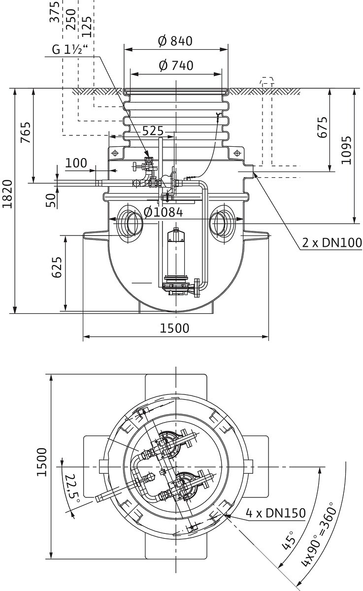 Wilo Schachtpumpstation DrainLift WS 1100 E/TP 50, FIT/PRO V05, mit ...